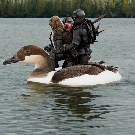 crusader riding a canadian goose into battle | Stable Diffusion | OpenArt