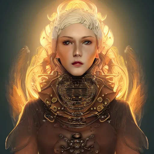 pretty blond steampunk seraphim surrounded by lava, | Stable Diffusion ...