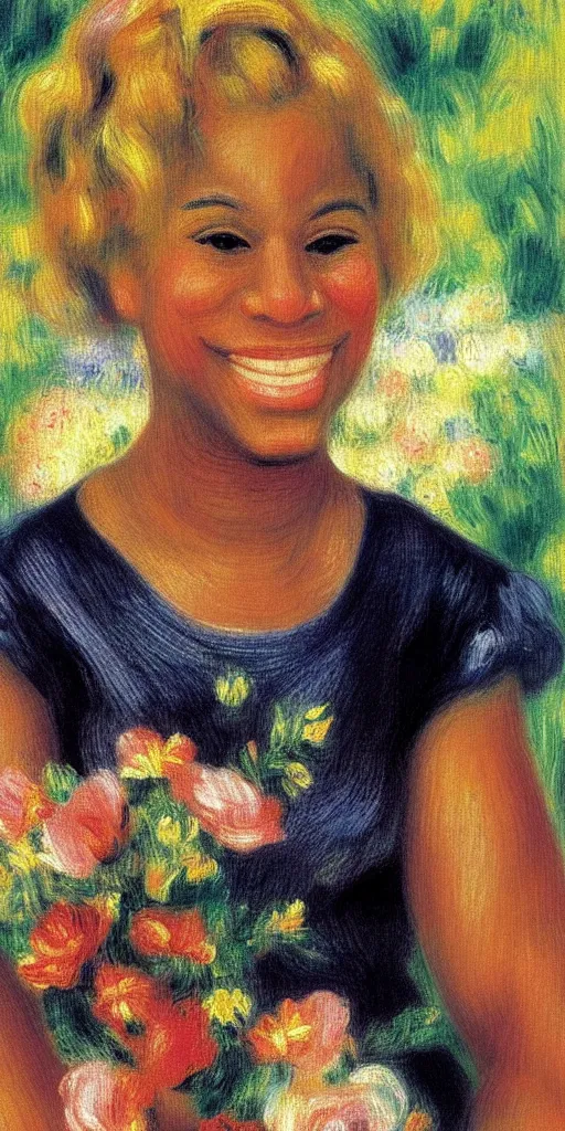 impressionist portrait of a smiling Black woman with | Stable Diffusion ...