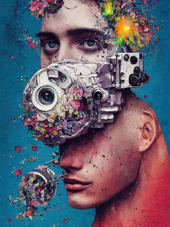 art portrait of camera with flower exploding out of | Stable Diffusion ...
