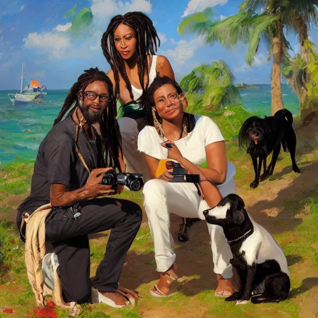 a jamaican male photographer with long locs, next to a | Stable ...