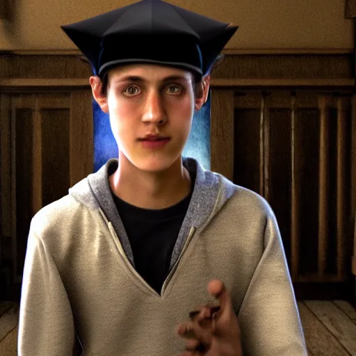 a realistic wizard teenager wearing a wizard cap, | Stable Diffusion ...