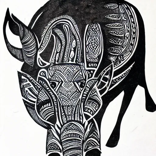 an ink tribal drawing of a boar drinking beer | Stable Diffusion | OpenArt