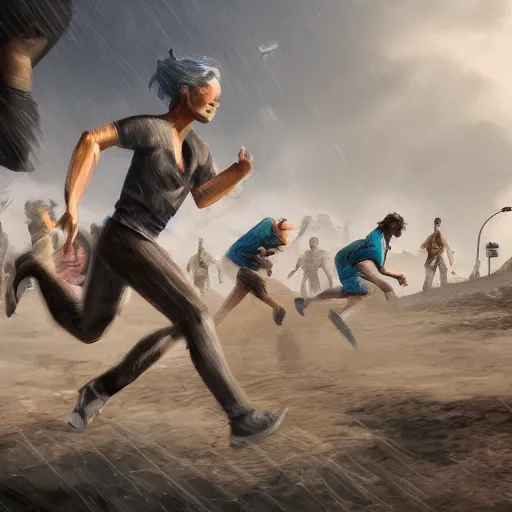 landscape of people running from a crypto coin very | Stable Diffusion ...