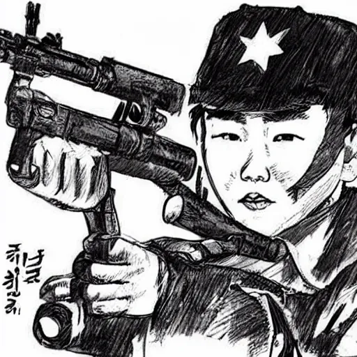 A North Korean resistance rebel soldier , Artwork by | Stable Diffusion ...