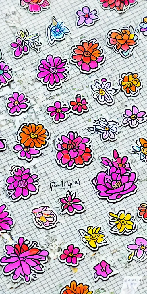 flower, sticker sheet, grid | Stable Diffusion | OpenArt