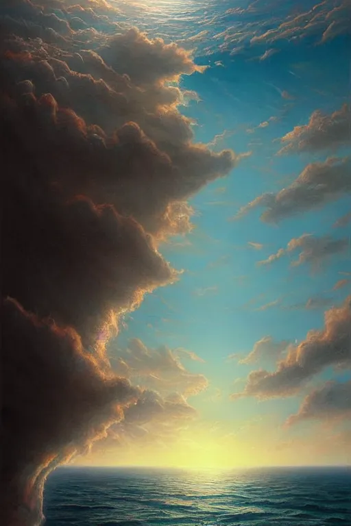 matte sharp painting of a tranquil sea where the sky | Stable Diffusion ...