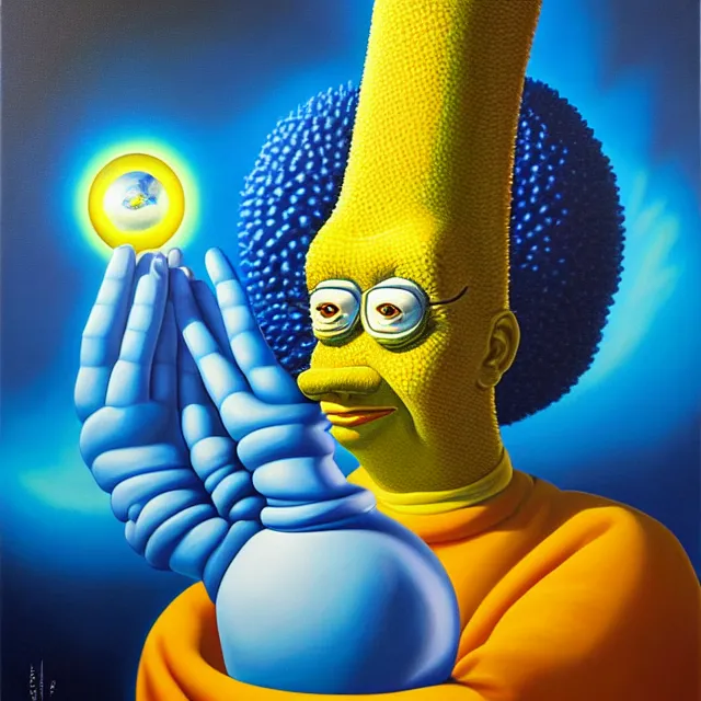 an oil on canvas portrait painting of marge simpson, | Stable Diffusion ...