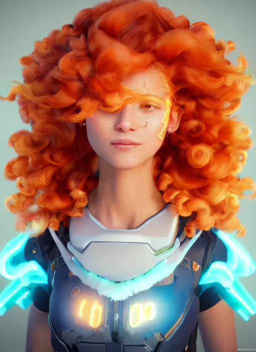 glowwave portrait of curly orange hair girls made of | Stable Diffusion ...