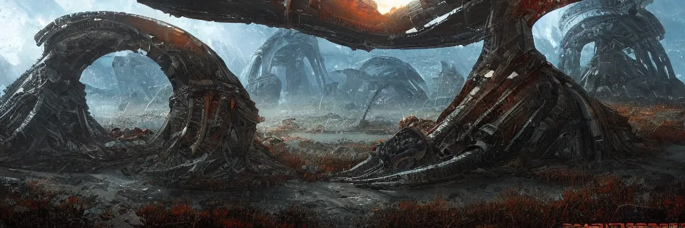 Dystopian alien landscape, mysterious technology | Stable Diffusion ...