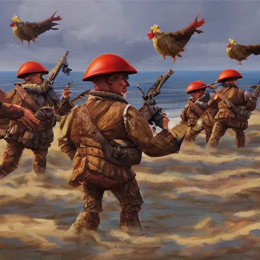 artistic interpretation of chicken soldiers storming | Stable Diffusion ...