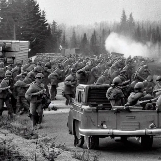 war photography invasion of canada by the usa 1 9 5 0 s | Stable Diffusion