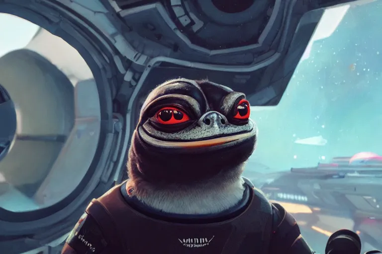 a close up shot of pepe inside a spaceship, wadim | Stable Diffusion ...