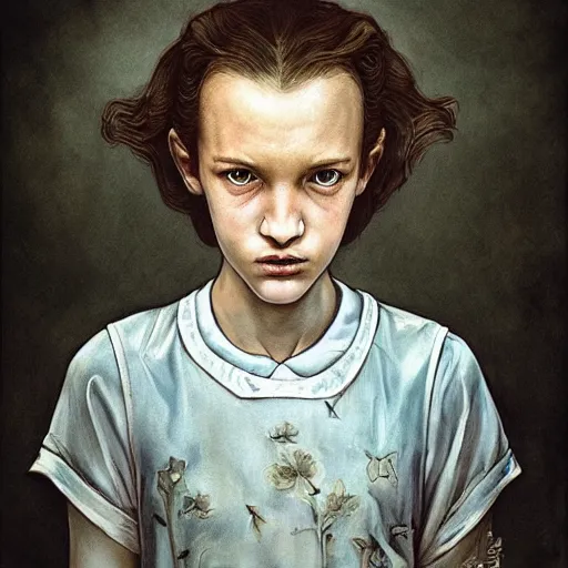 elegant portrait of Eleven from the stranger things by | Stable ...