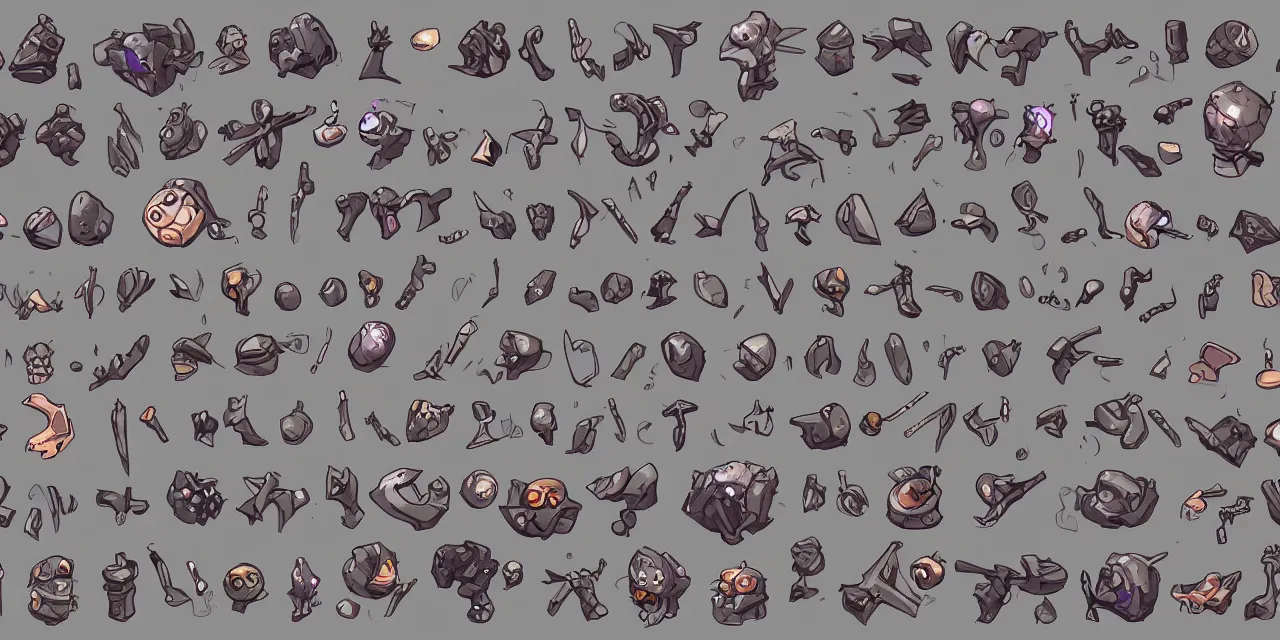 game asset sheet, 2 d sprite, goth themed round items | Stable ...