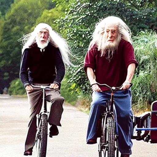 harry potter and gandalf riding a tandem bicycle | Stable Diffusion ...