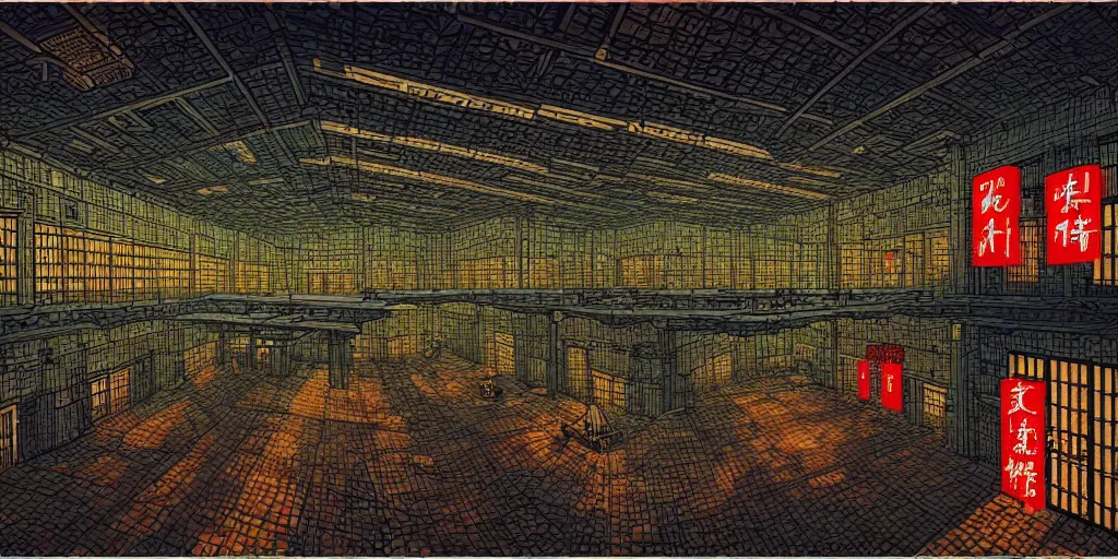 artwork of a chinese prison by dan mumford and toshi | Stable Diffusion ...