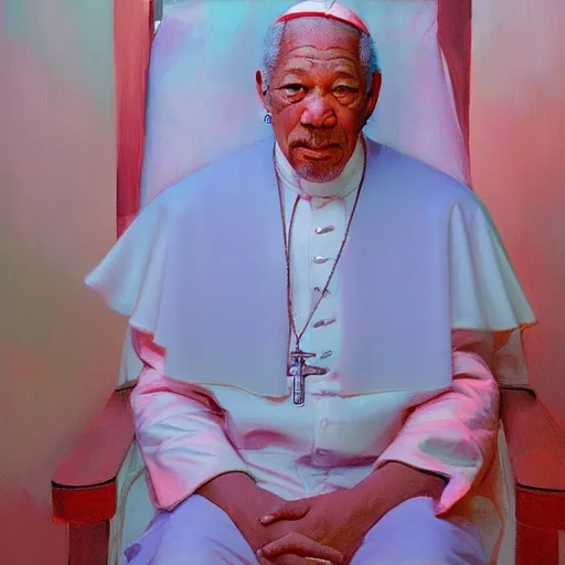 morgan freeman as pope lofi vibe, colorful, vivide | Stable Diffusion ...