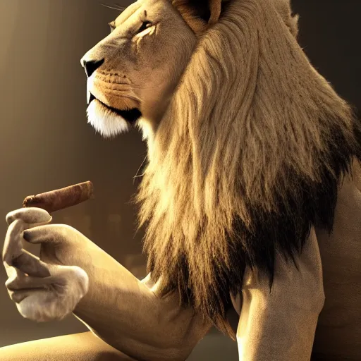 a lion smoking a cigar, dramatic lighting, cinematic | Stable Diffusion