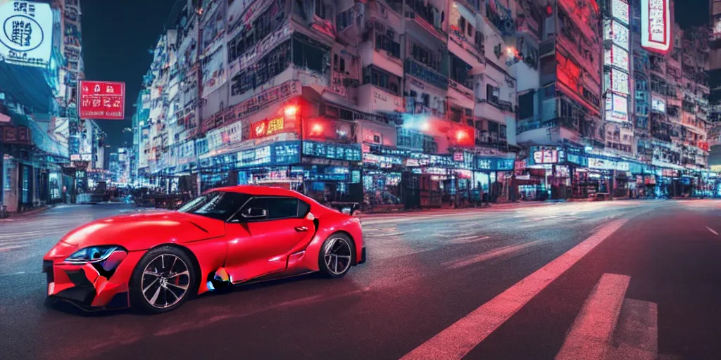 toyota supra with a light reflection in the middle of | Stable Diffusion