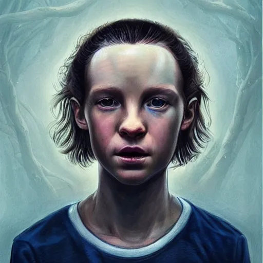 elegant portrait of Eleven from the stranger things by | Stable ...