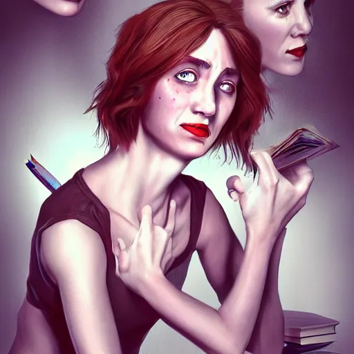 realistic portrait of a female author terrified at | Stable Diffusion | OpenArt