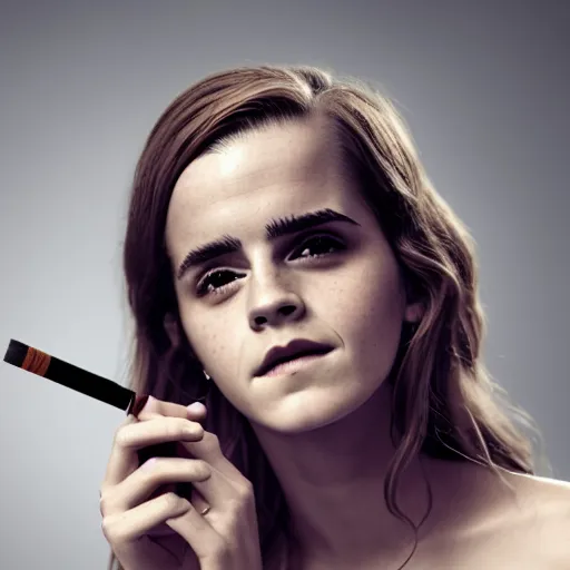 Emma Watson smoking cigares, realistic, photo studio, | Stable ...