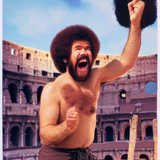 bob ross screaming at the colosseum gladiators | Stable Diffusion | OpenArt