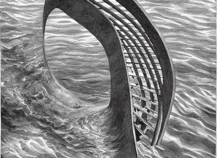 stairs to infinity built in the ocean, painting by mc | Stable ...