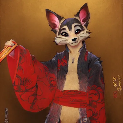 a portrait of a male splinter ninja in a red kimono in | Stable ...