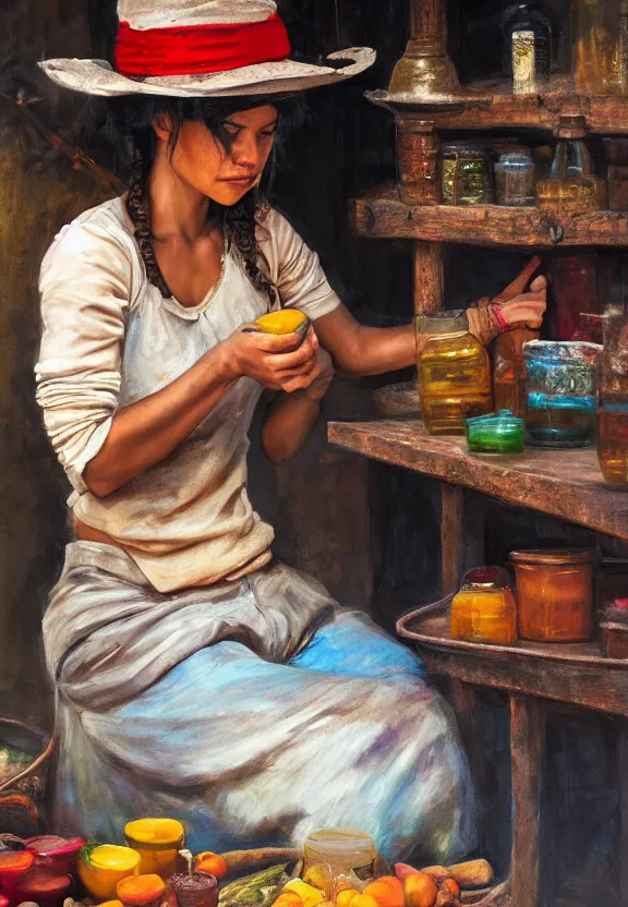 a portrait of a beautiful cuban witch girl making | Stable Diffusion ...