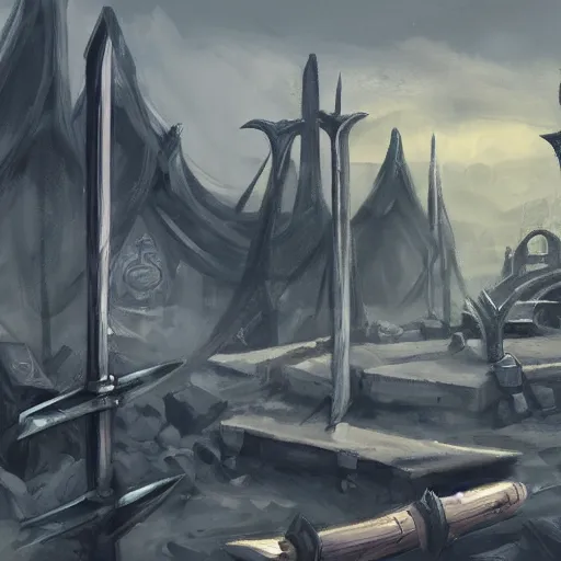 a pile of swords, arena background, concept art by | Stable Diffusion ...