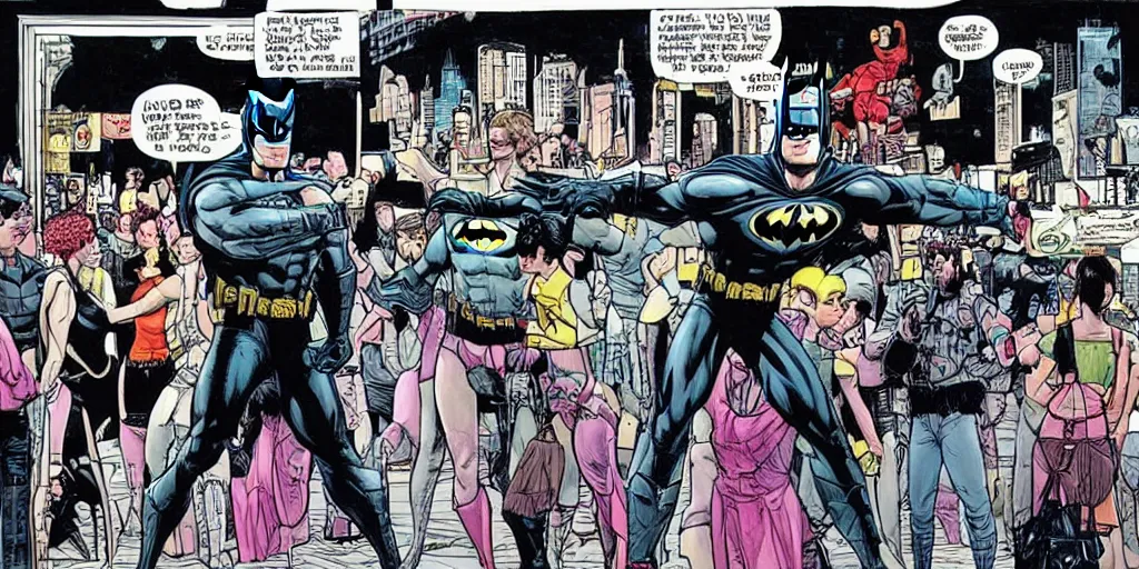 Batman teaching mall-cops ballet. Epic painting by | Stable Diffusion ...