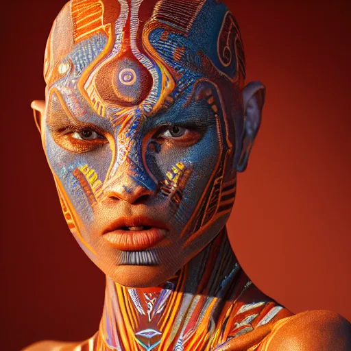 portrait of a stunningly beautiful alien tribal | Stable Diffusion ...