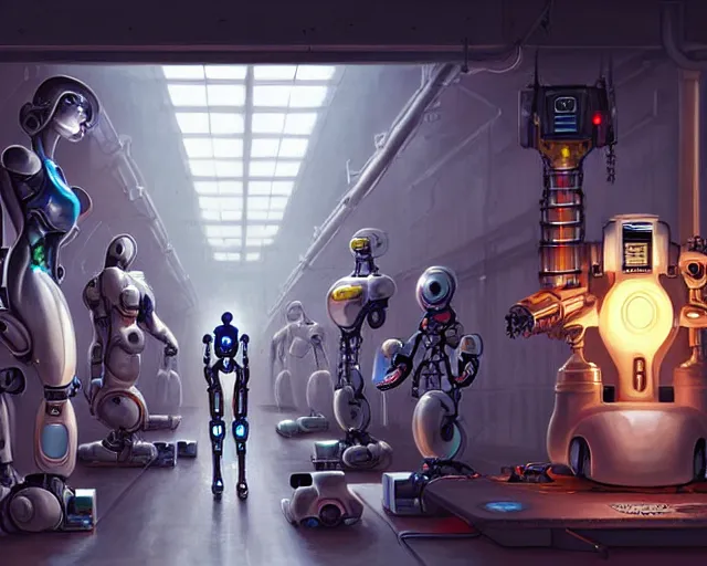 painting of the ai robotic core, factory machines, | Stable Diffusion ...