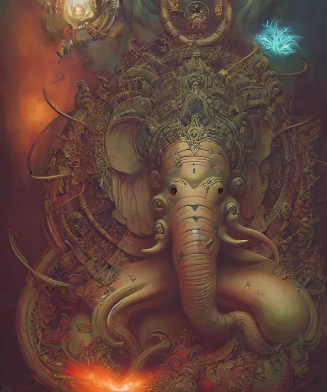 ganesha, futuristic holographic displays in the style | Stable ...