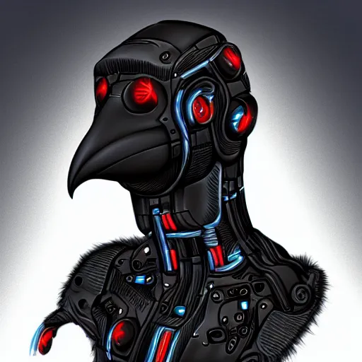 a cybernetic humanoid crow, furry art, digital | Stable Diffusion