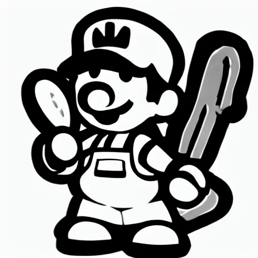 paper mario, hand drawn, clear, sharp lines, black and | Stable ...