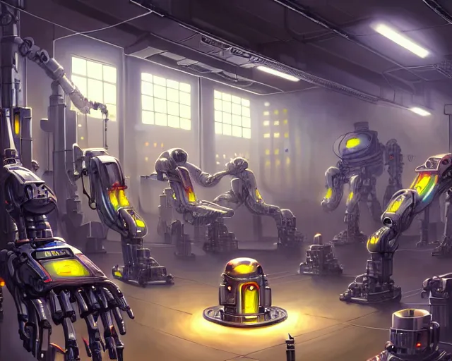painting of the ai robotic core, factory machines, | Stable Diffusion ...