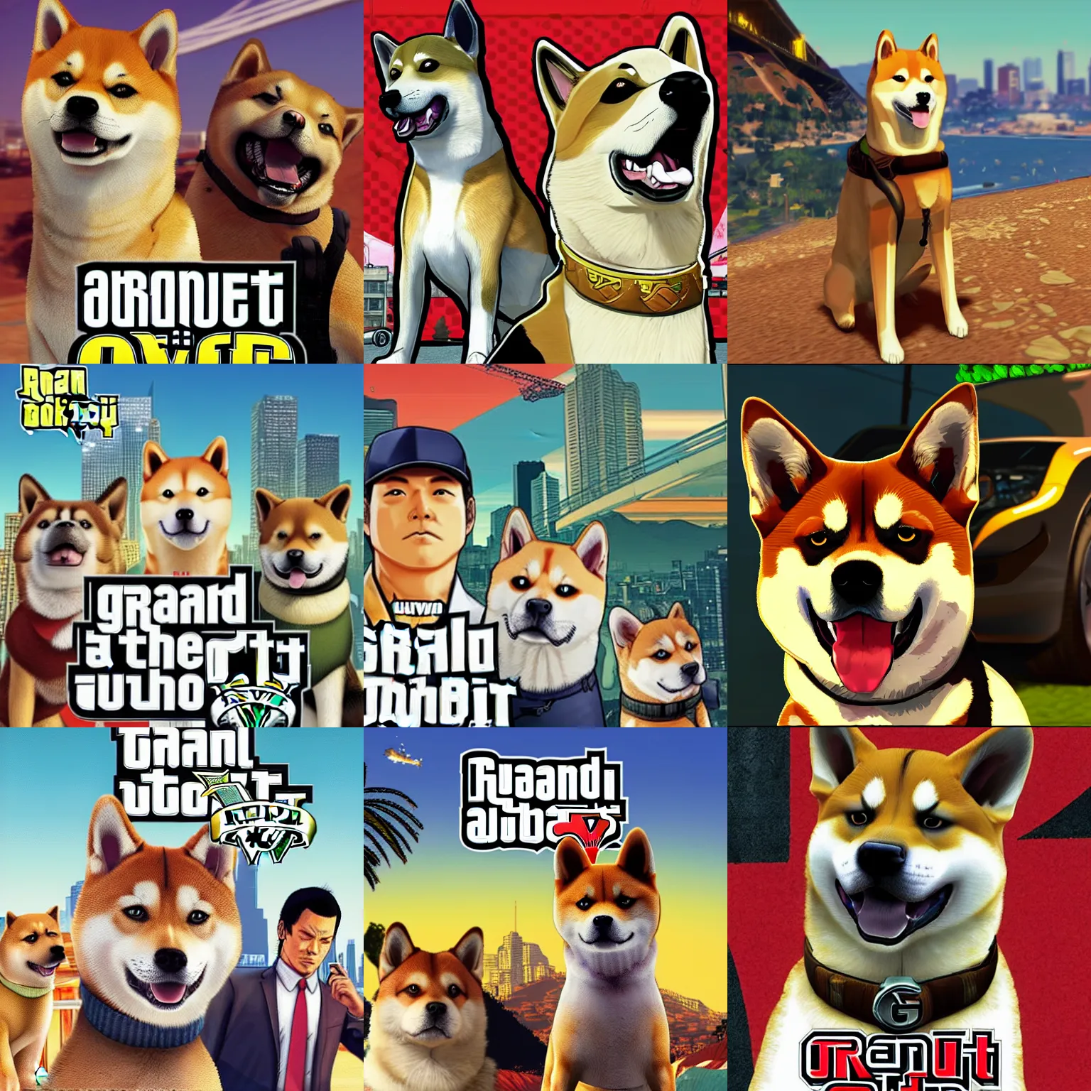 shiba inu in gta 5 cover art | Stable Diffusion | OpenArt