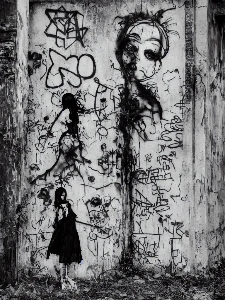 graffiti in an abandoned graveyard, cute fumo plush | Stable Diffusion ...