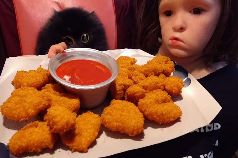 spirit shadow eating chicken nuggets | Stable Diffusion | OpenArt