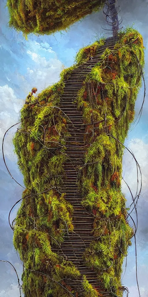 a rusty old moss and wires spiral upside - down edgy | Stable Diffusion | OpenArt