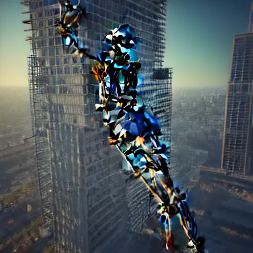 giant human skeleton climbing side of a ( ( skyscraper | Stable Diffusion | OpenArt