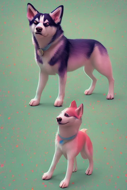 Adorably cute Husky dog, artstation winner by Victo | Stable Diffusion ...