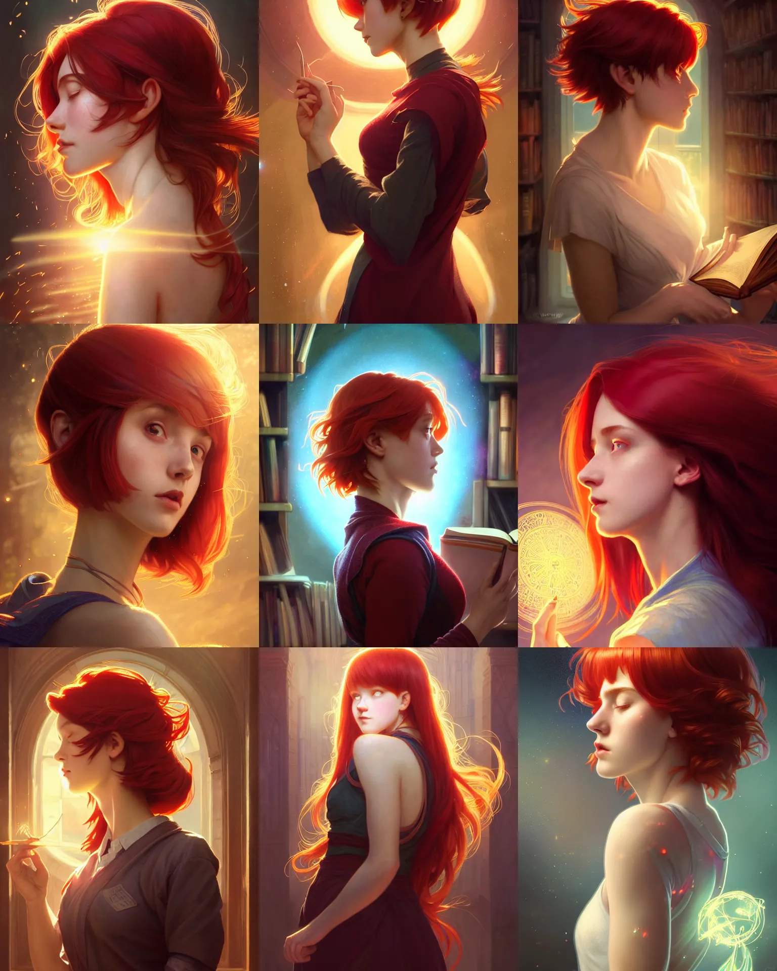 side portrait of a university female, casting magic | Stable Diffusion ...