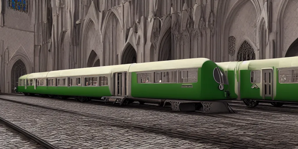 Moroccan streamline retro train in gothic cathedral | Stable Diffusion ...