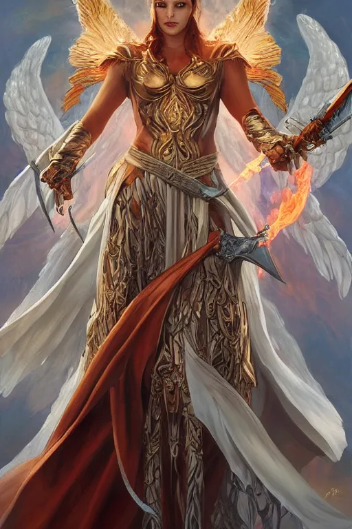 portrait of the devotion angel wizard wearing flaming | Stable ...