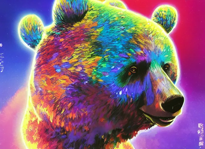 a psychedelic bear mascot for a children's show, by | Stable Diffusion ...