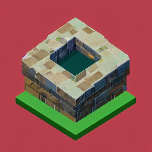 isometric view of a big stone with encrusted emeralds | Stable ...